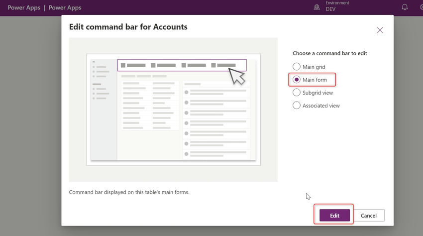 Working with Modern Command Bar Designer in PowerApps